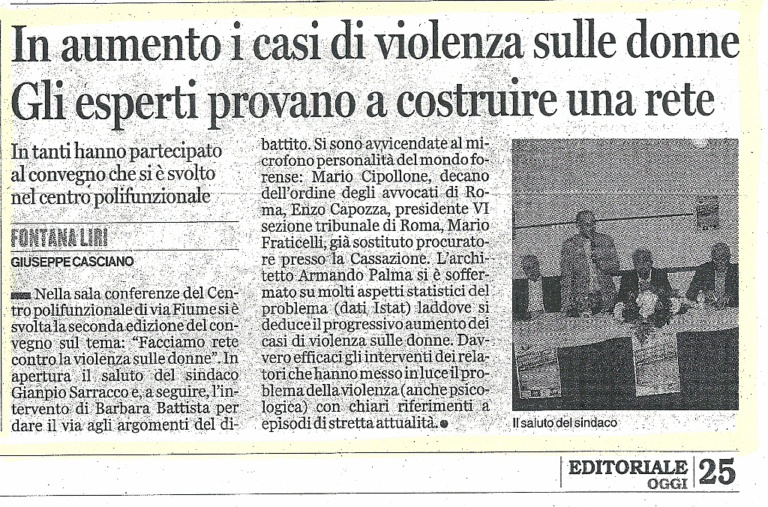 Facciamo rete contro la violenza sulle donne, rassegna stampa - PD di Fontana Liri